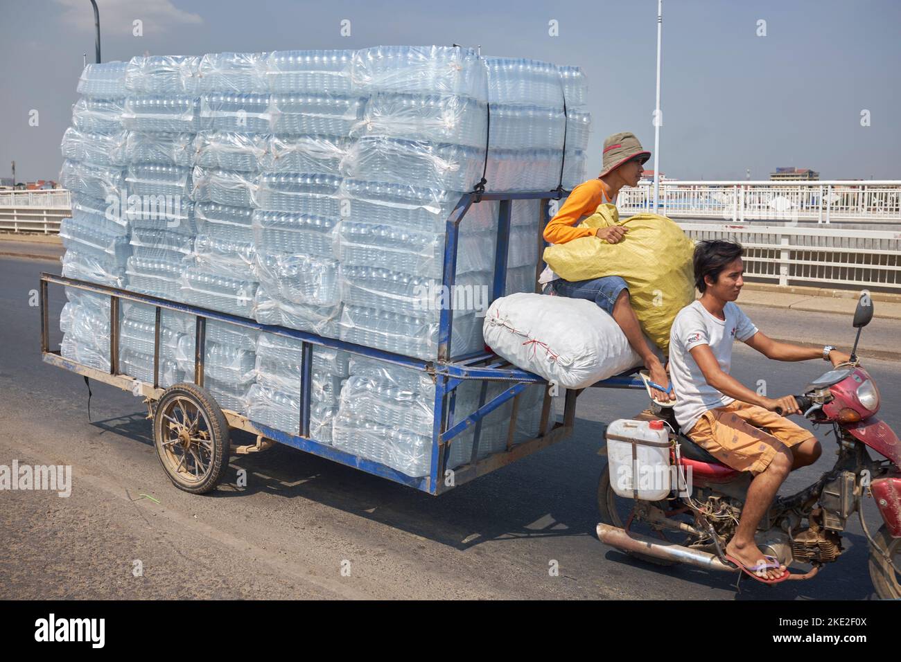Chrong Changvar Bridge Tonle Sap River Phnom Penh Cambodia Stock Photo ...