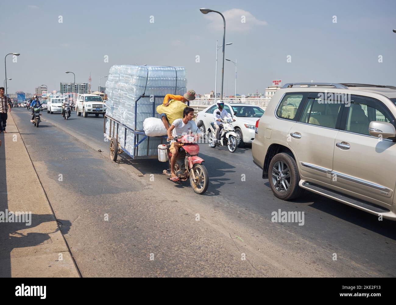 Chrong Changvar Bridge Tonle Sap River Phnom Penh Cambodia Stock Photo ...