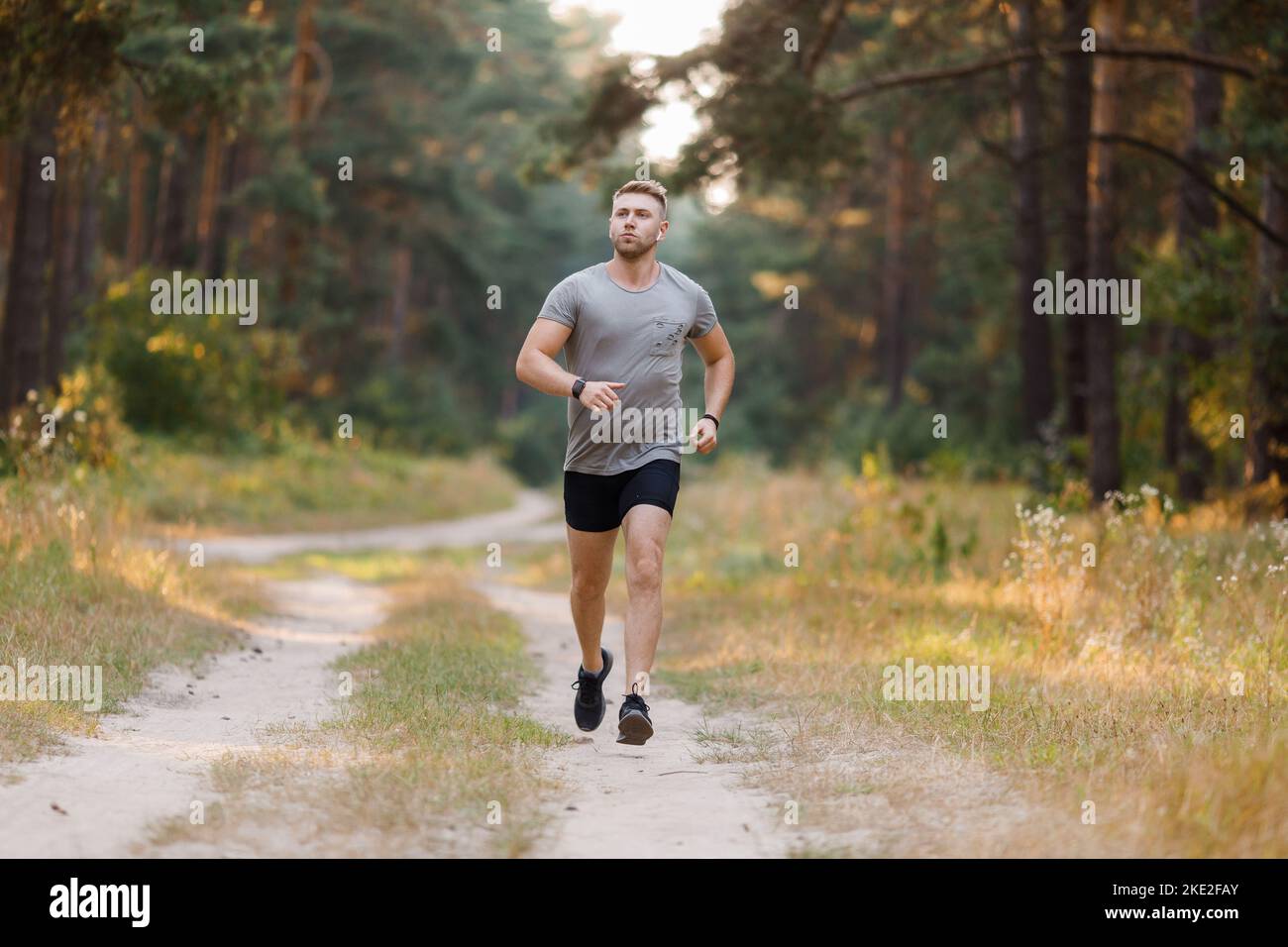 Man jogging at forest Stock Photo - Alamy