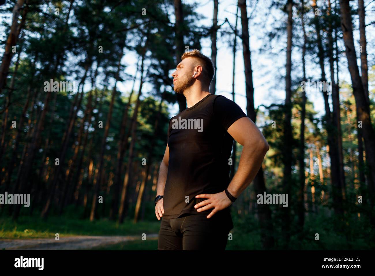 Man running on nature Stock Photo - Alamy