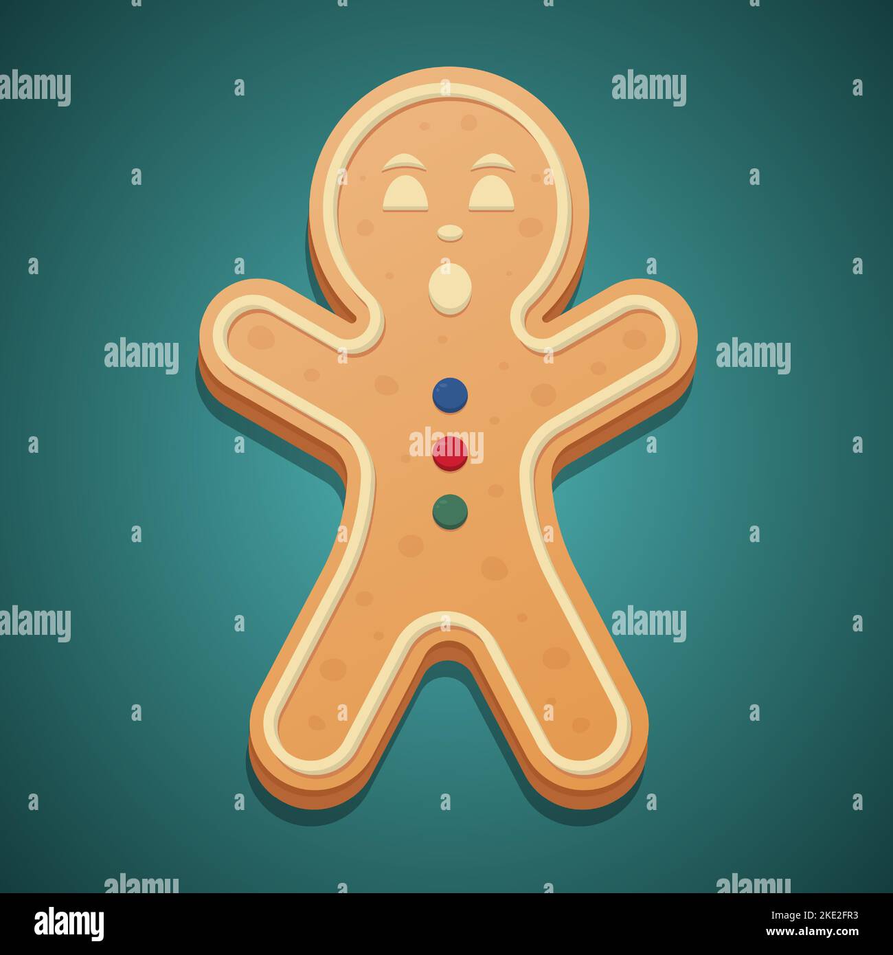 Gingerbread Man. Colored vector illustration. Isolated green background ...