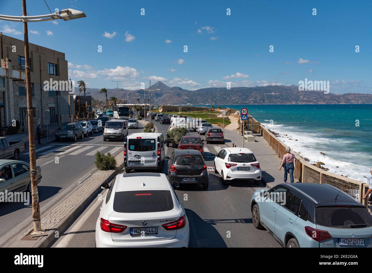 Heraklion, Crete, Greece. 2022. Heraklion heavy traffic heading out of ...