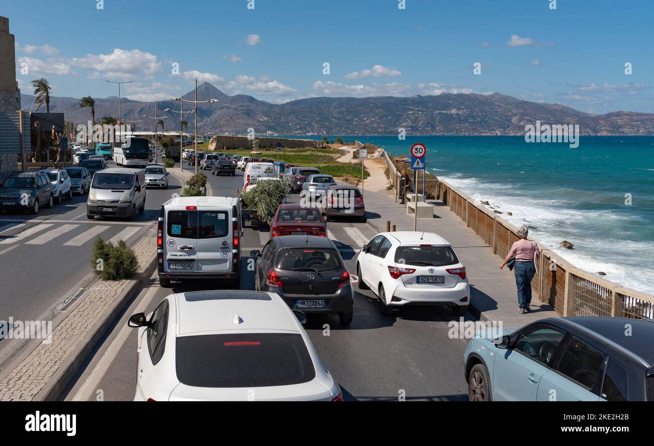 Heraklion, Crete, Greece. 2022. Heraklion heavy traffic heading out of ...