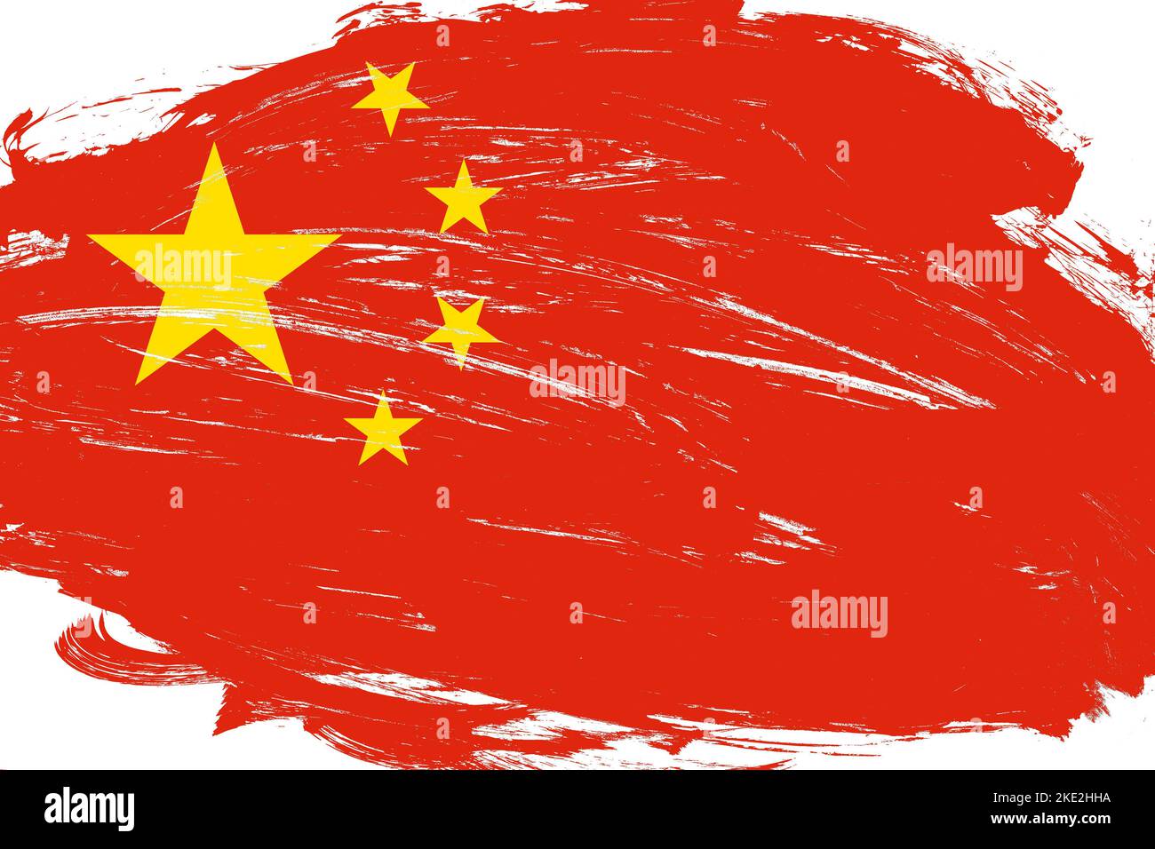 Distressed stroke brush painted china flag on white background Stock ...