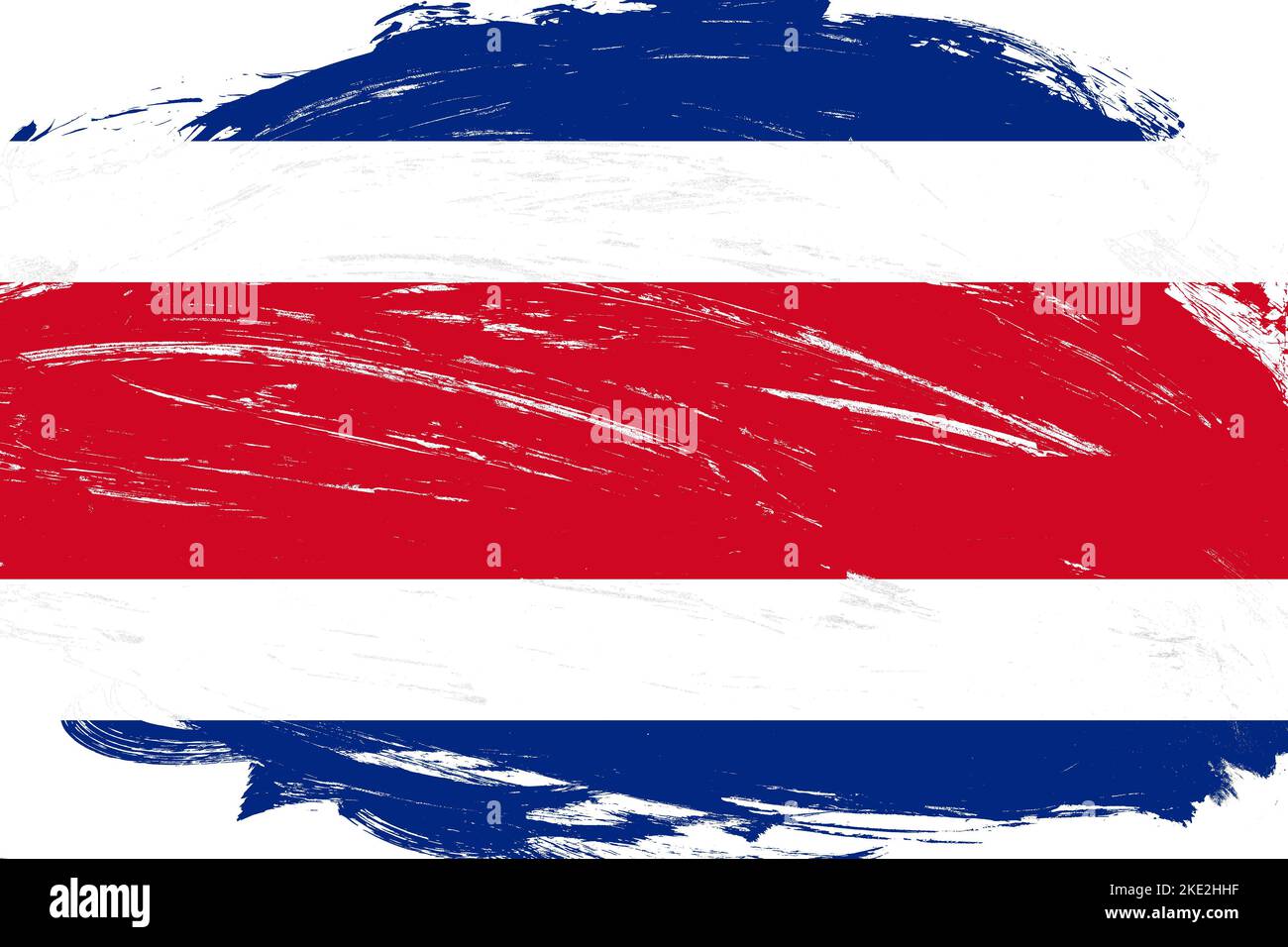 Distressed stroke brush painted costa rica flag on white background ...