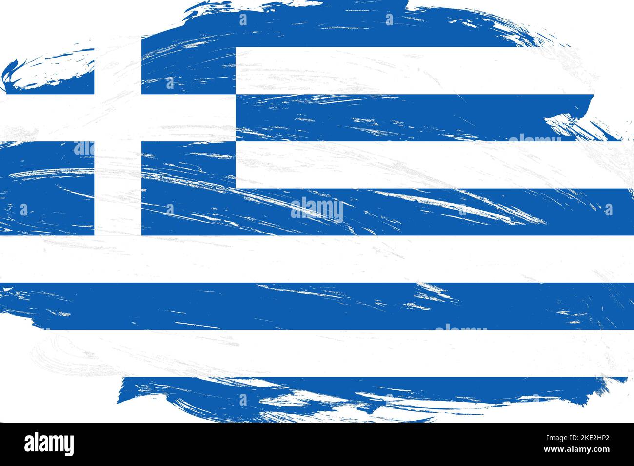 Distressed stroke brush painted greece flag on white background Stock ...