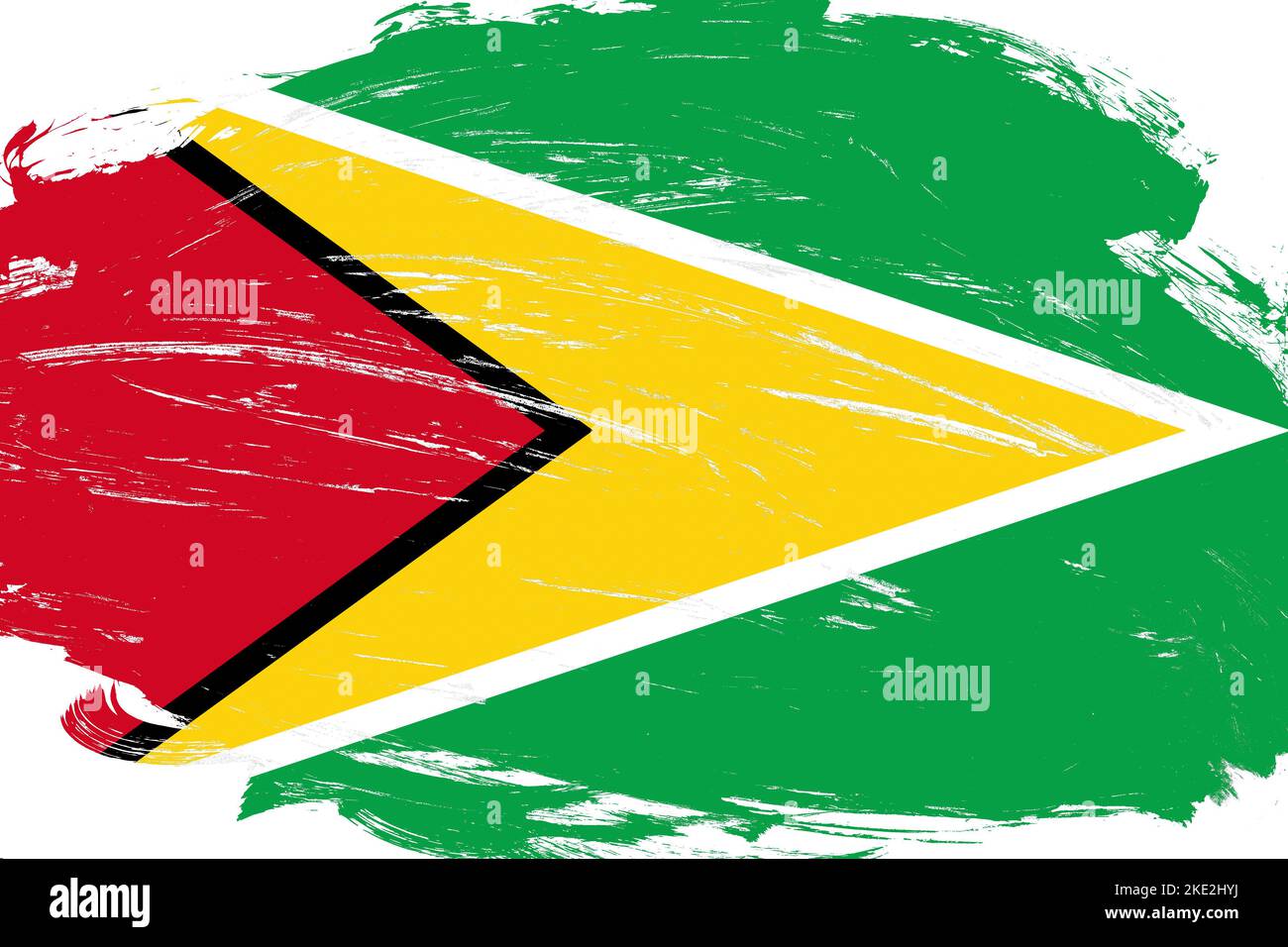 Distressed stroke brush painted guyana flag on white background Stock ...