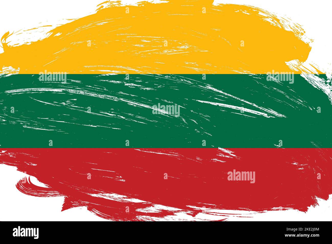 Distressed stroke brush painted lithuania flag on white background ...