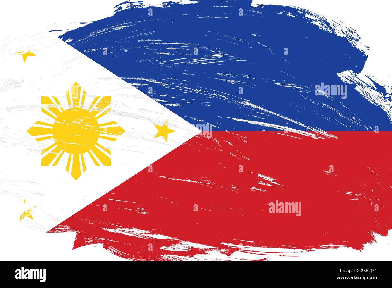 Distressed stroke brush painted philippines flag on white background ...