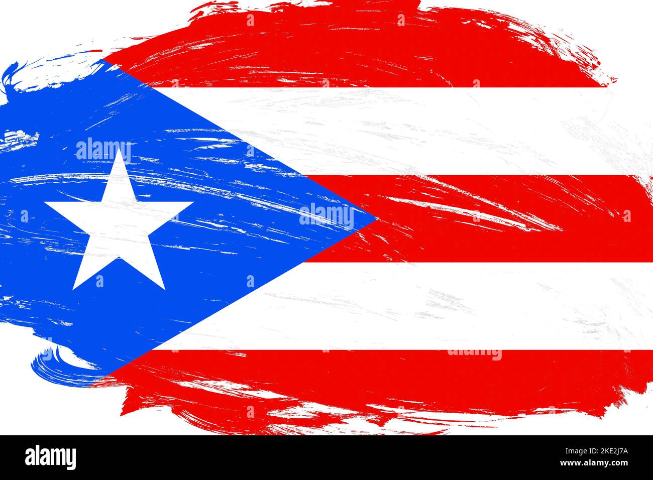 Distressed stroke brush painted puerto rico flag on white background ...