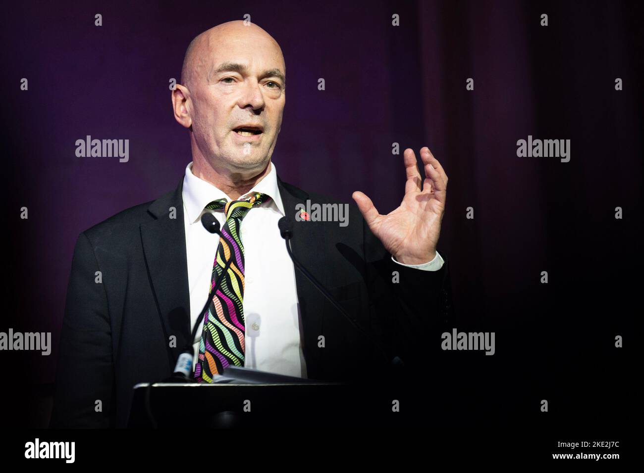 Peter Clifton, PA Media Editor-in-Chief delivers a speech after ...