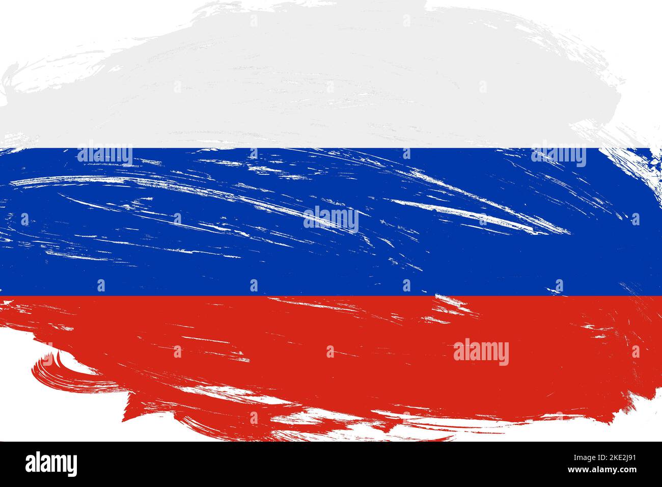 Distressed stroke brush painted russia flag on white background Stock ...