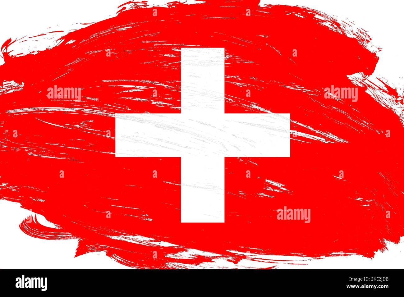 Distressed stroke brush painted switzerland flag on white background ...