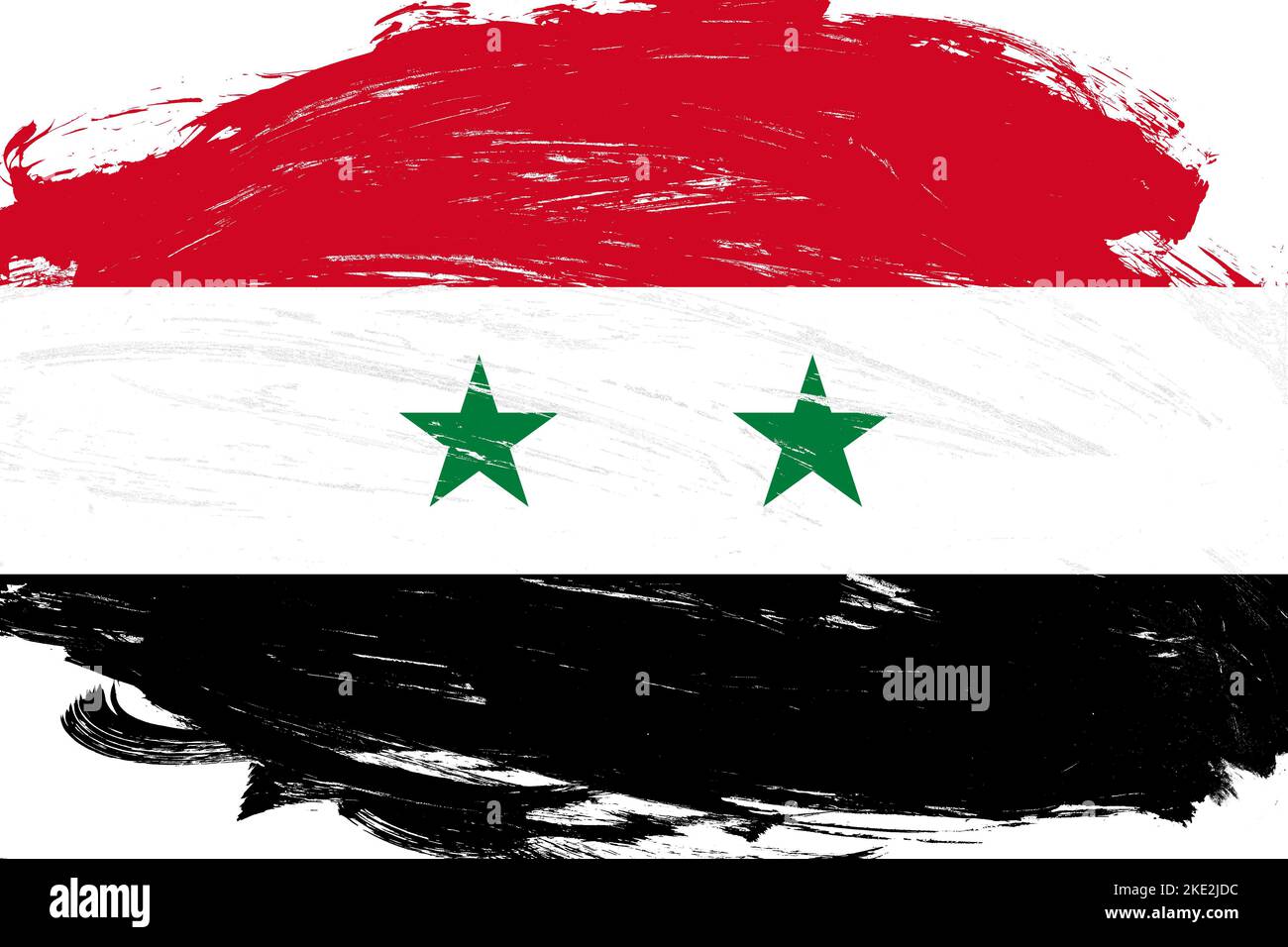 Distressed stroke brush painted syria flag on white background Stock ...
