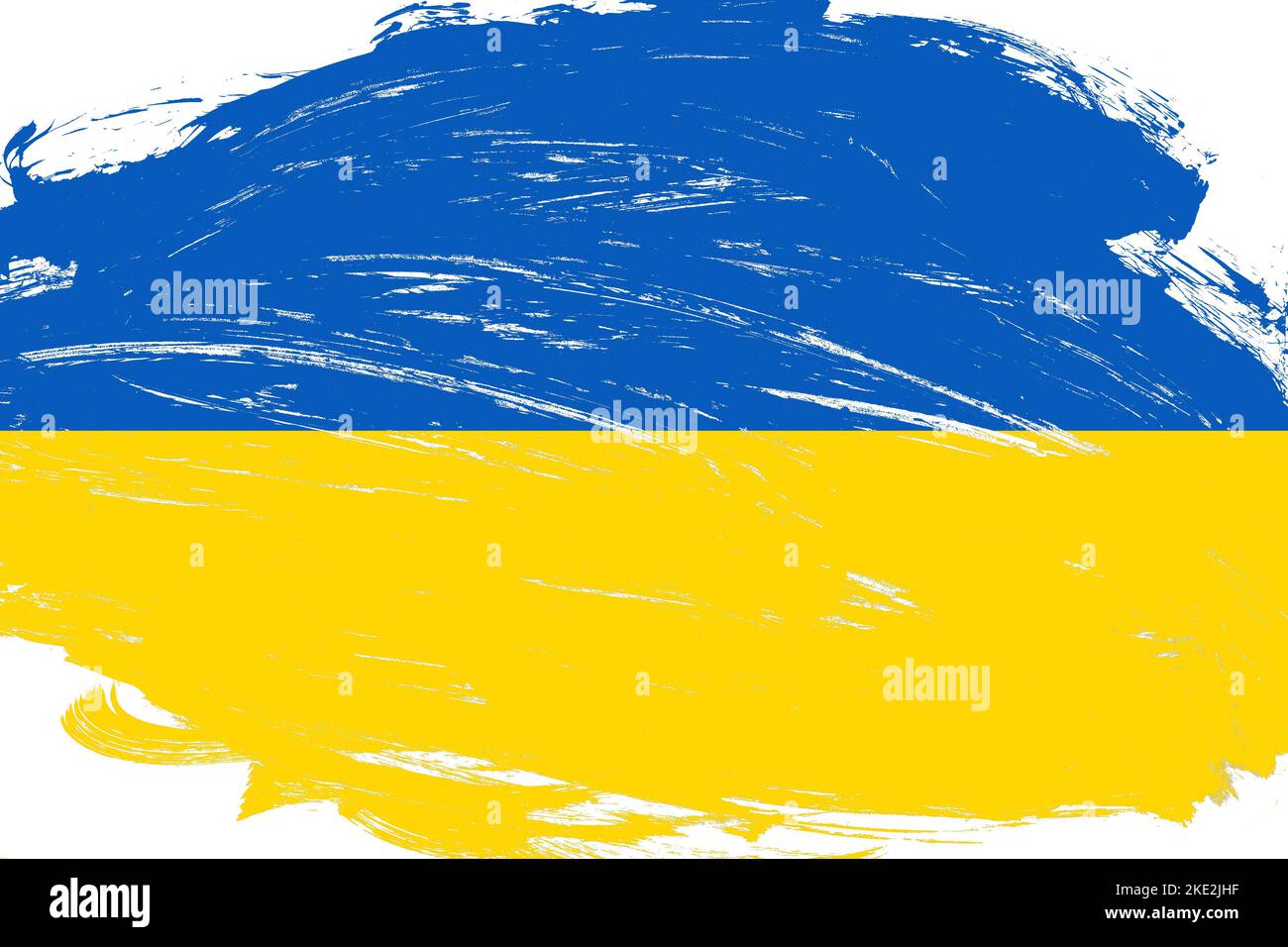 Distressed stroke brush painted ukraine flag on white background Stock ...