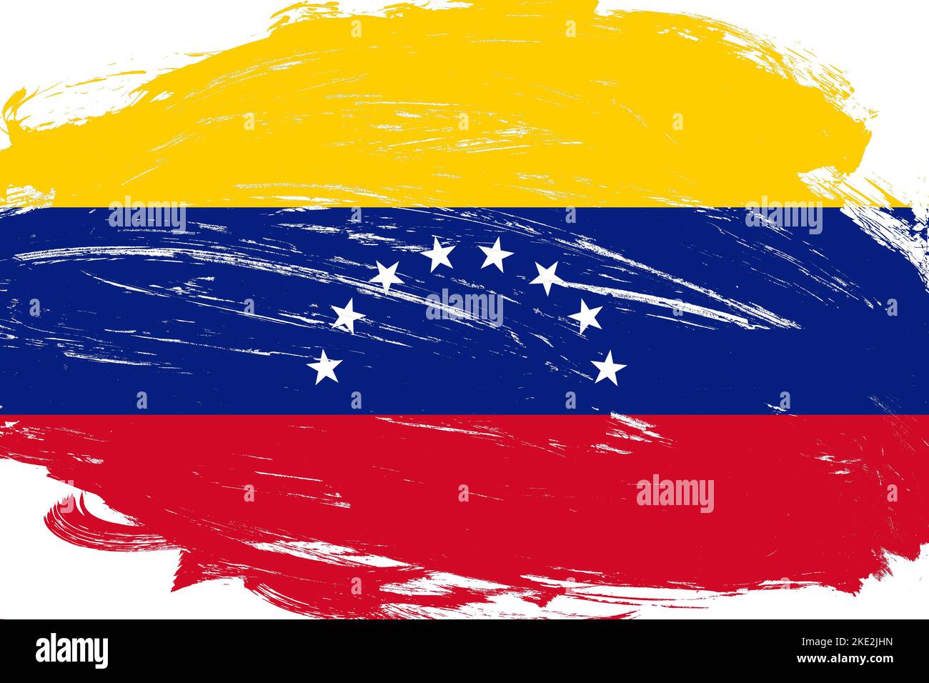Distressed stroke brush painted venezuela flag on white background ...
