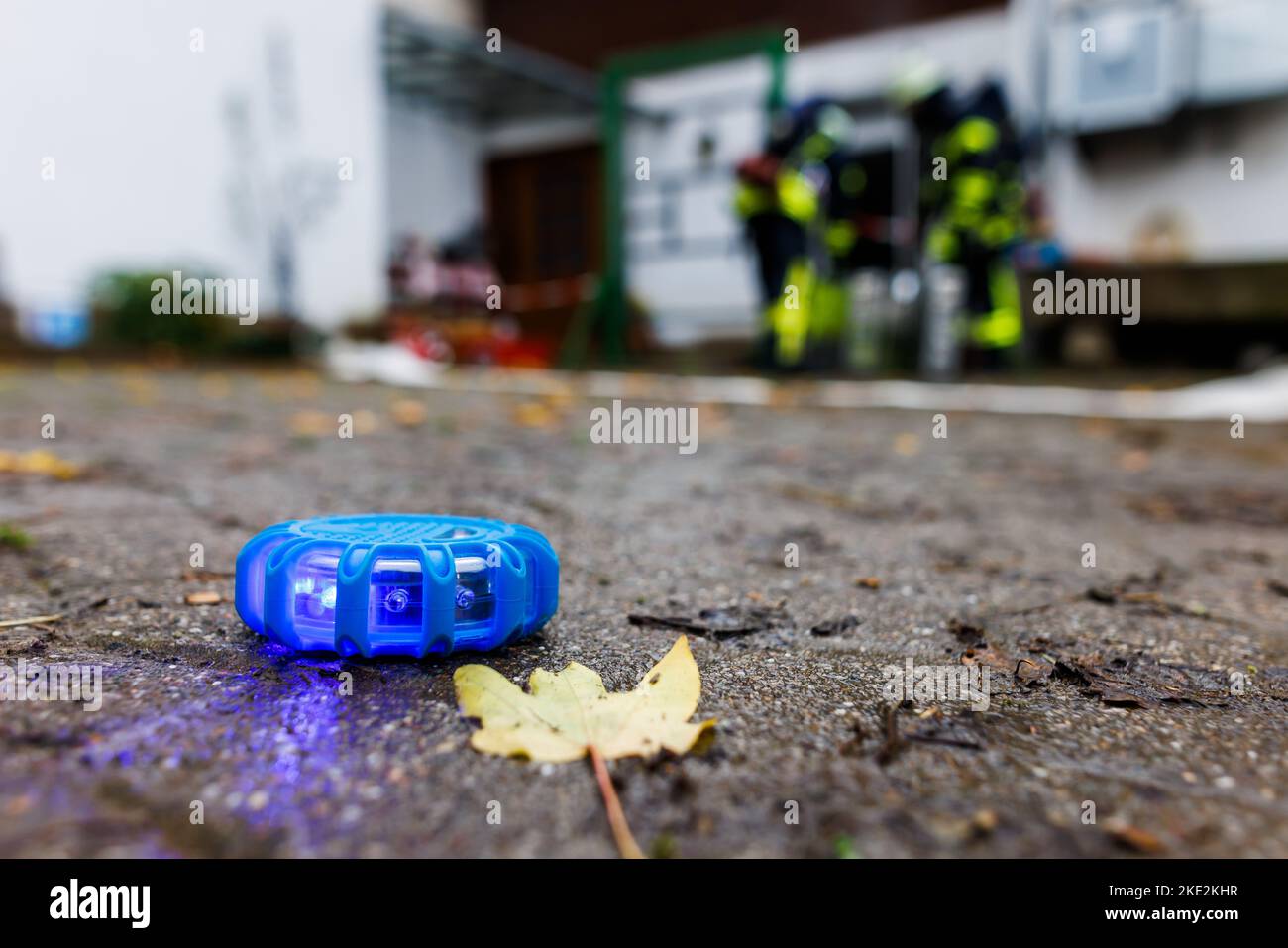 Staufen, Germany. 05th Nov, 2022. A blue LED warning light lies at the ...