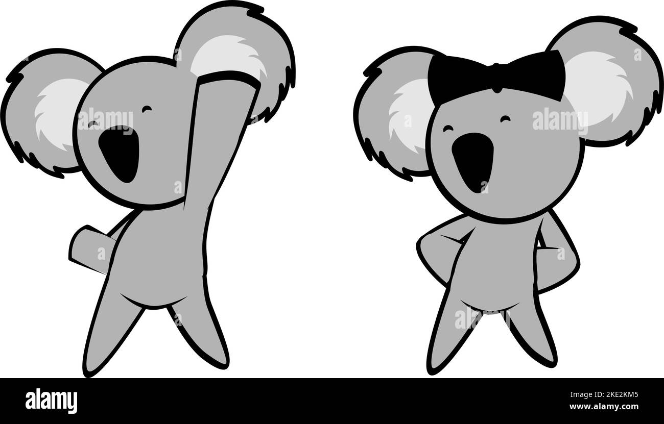 funny chibi koala cartoon set illustration in vector format Stock ...