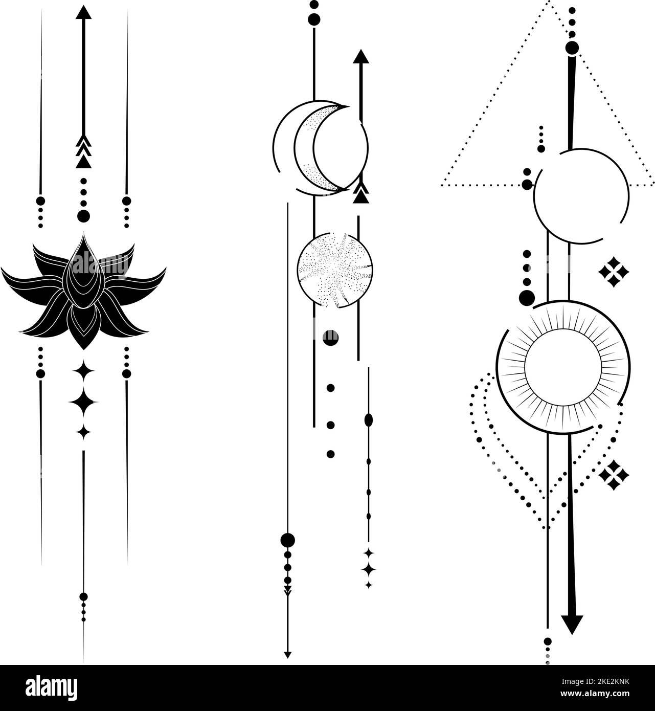 geometric lines tattoo set pack collection illustration in vector ...