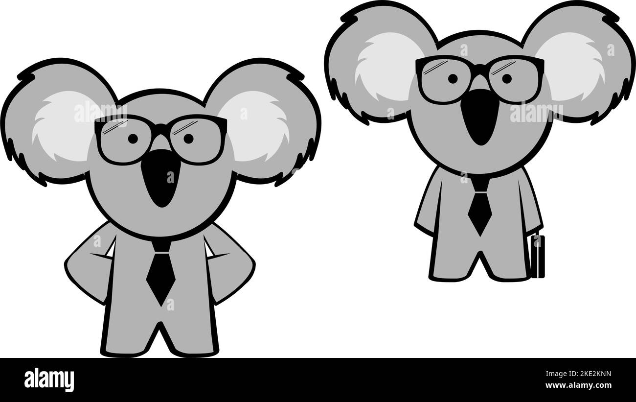 chibi koala cartoon business set illustration in vector format Stock ...