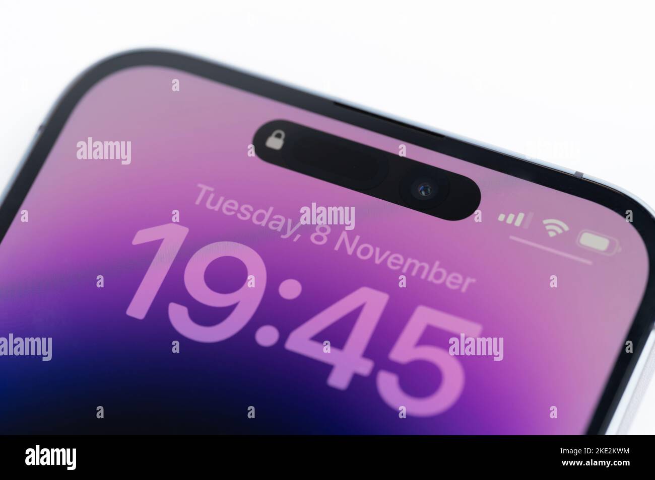 New york, USA - November 8, 2022: Dynamic island on new Iphone 14 pro ...