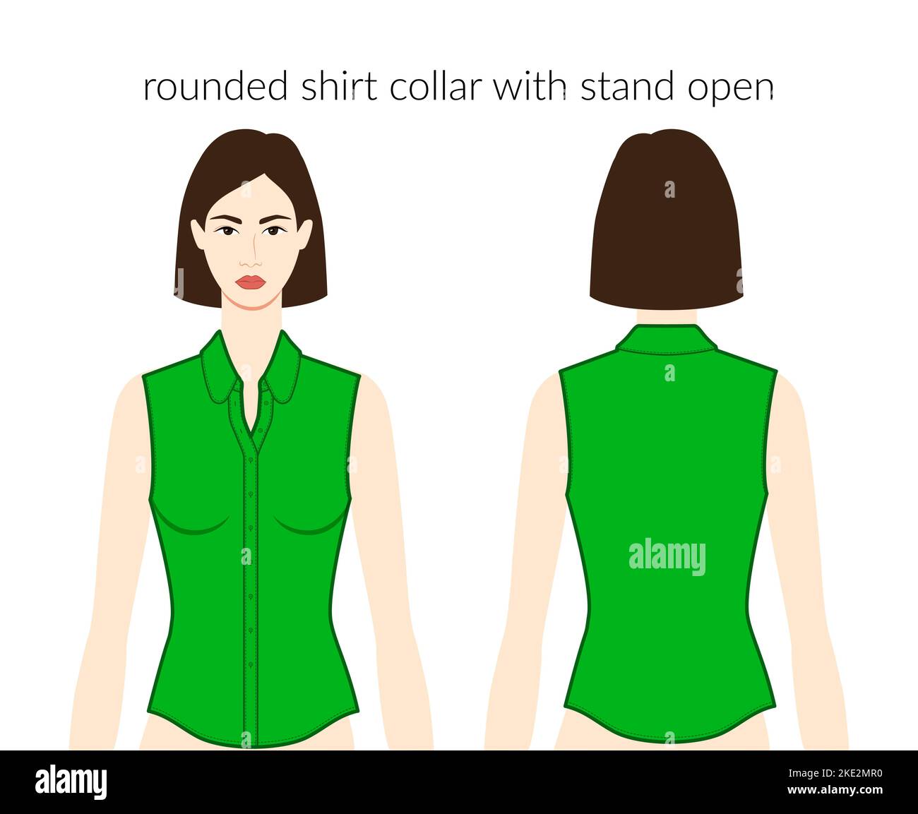 Rounded shirt collar with stand open neckline plackets clothes ...