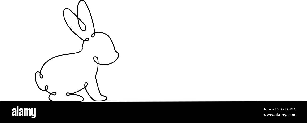 Rabbit one line continuous drawing. Hare continuous one line ...