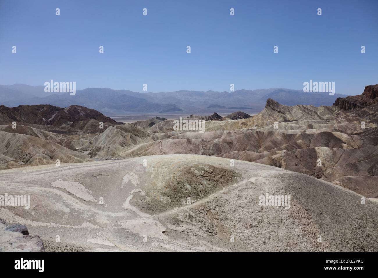 Barren, desolate mountain landscape at the Zabriskie Point Lookout in Death Valley National Park ...