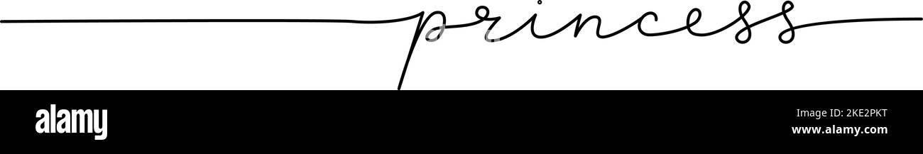 Princess word - continuous one line with word. Minimalistic drawing of ...