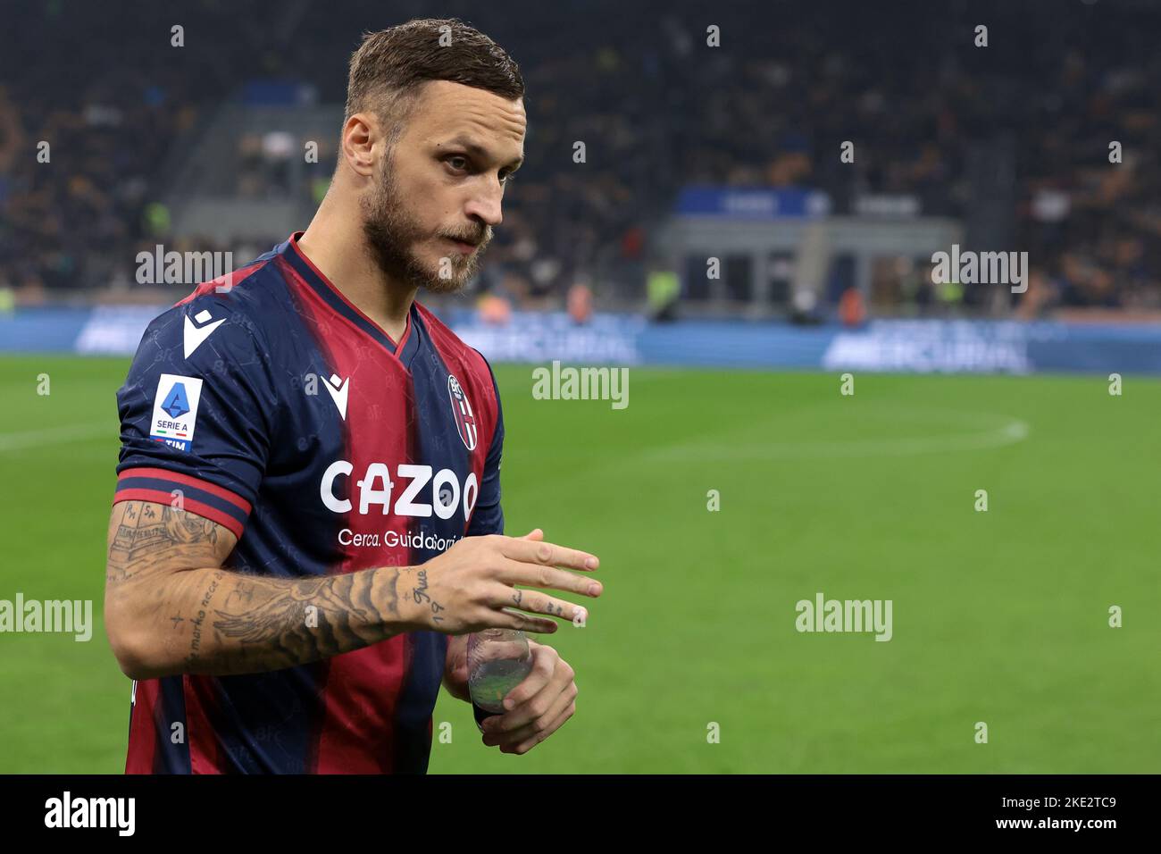 Milan, Italy, 9th November 2022. Marko Arnautovic of Bologna FC drinks ...