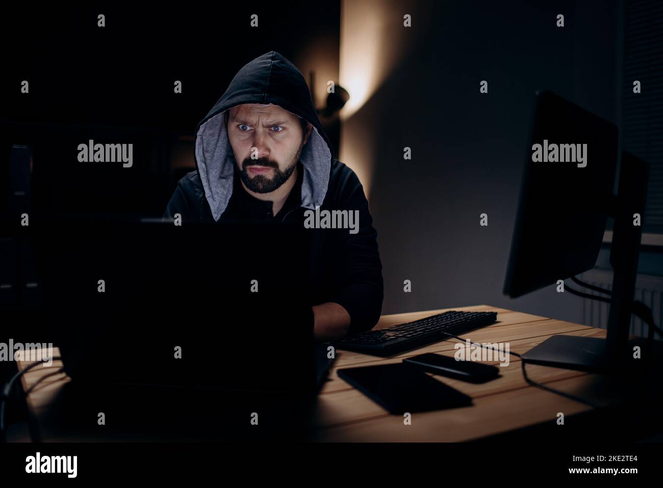 Hacker laptop hoodie hi-res stock photography and images - Alamy