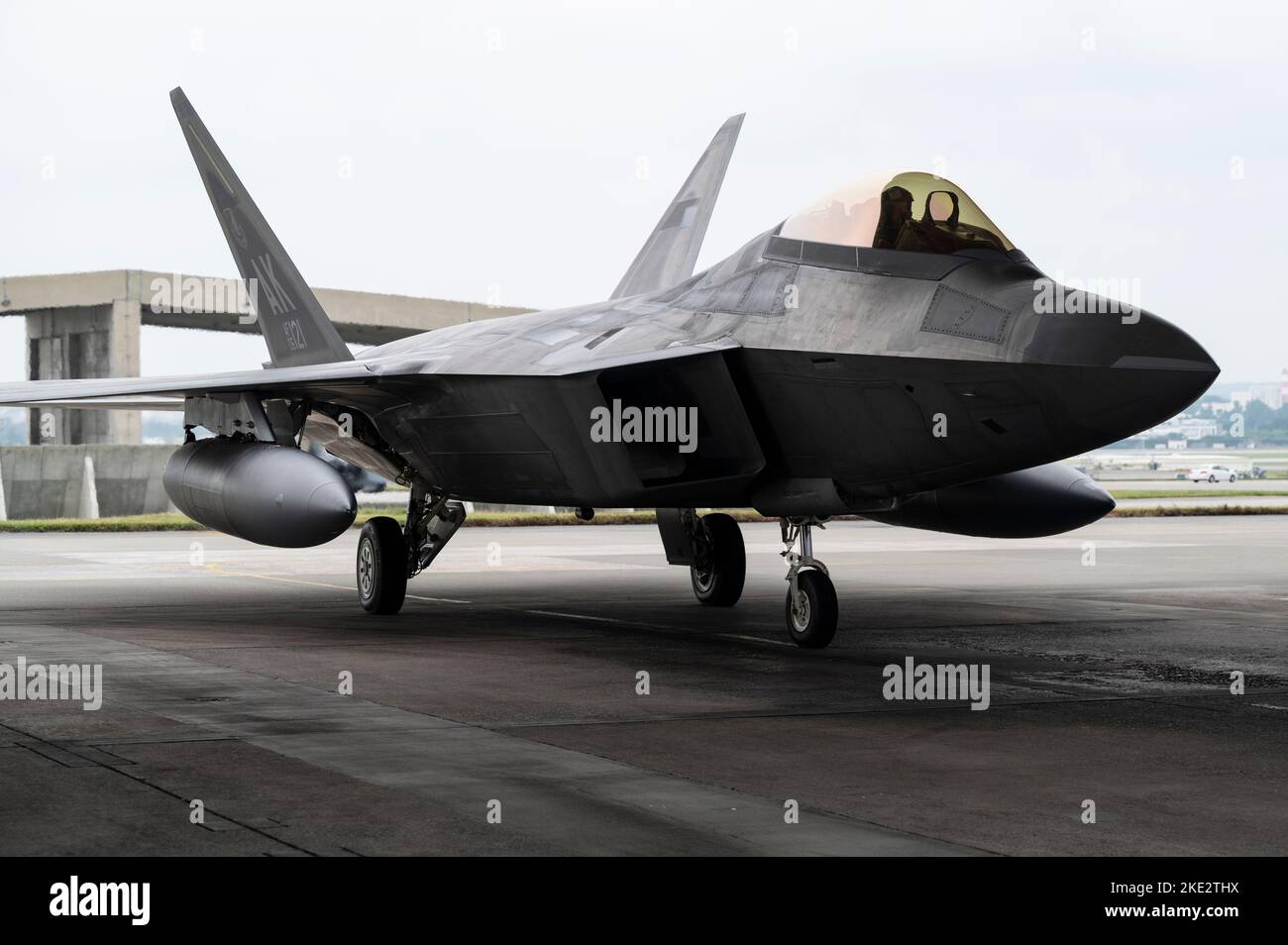 A U.S. Air Force F-22 Raptor assigned to the 525th Fighter Squadron ...