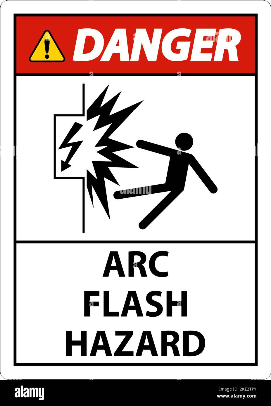 Danger Arc Flash Hazard Sign On White Background Stock Vector Image ...