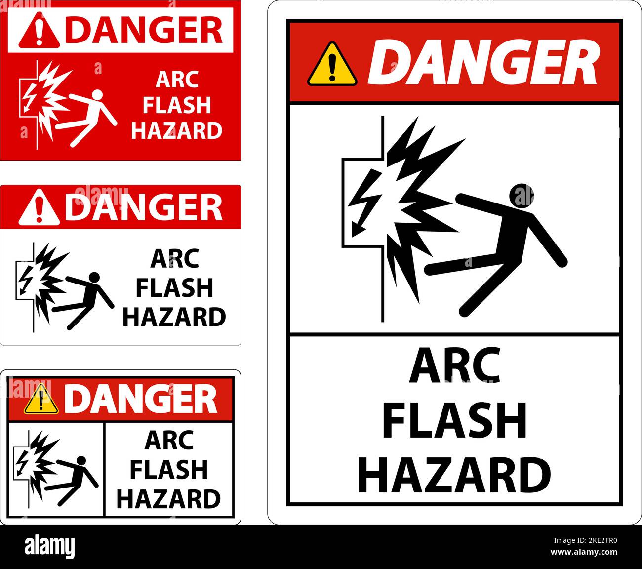 Danger Arc Flash Hazard Sign On White Background Stock Vector Image ...