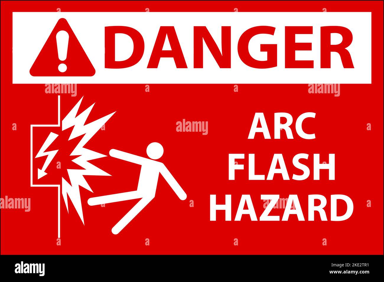 Danger Arc Flash Hazard Sign On White Background Stock Vector Image ...