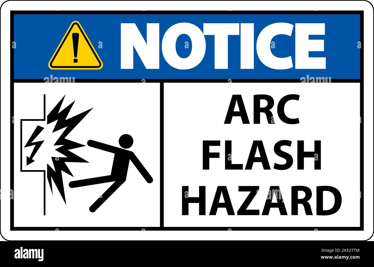 Notice Arc Flash Hazard Sign On White Background Stock Vector Image ...