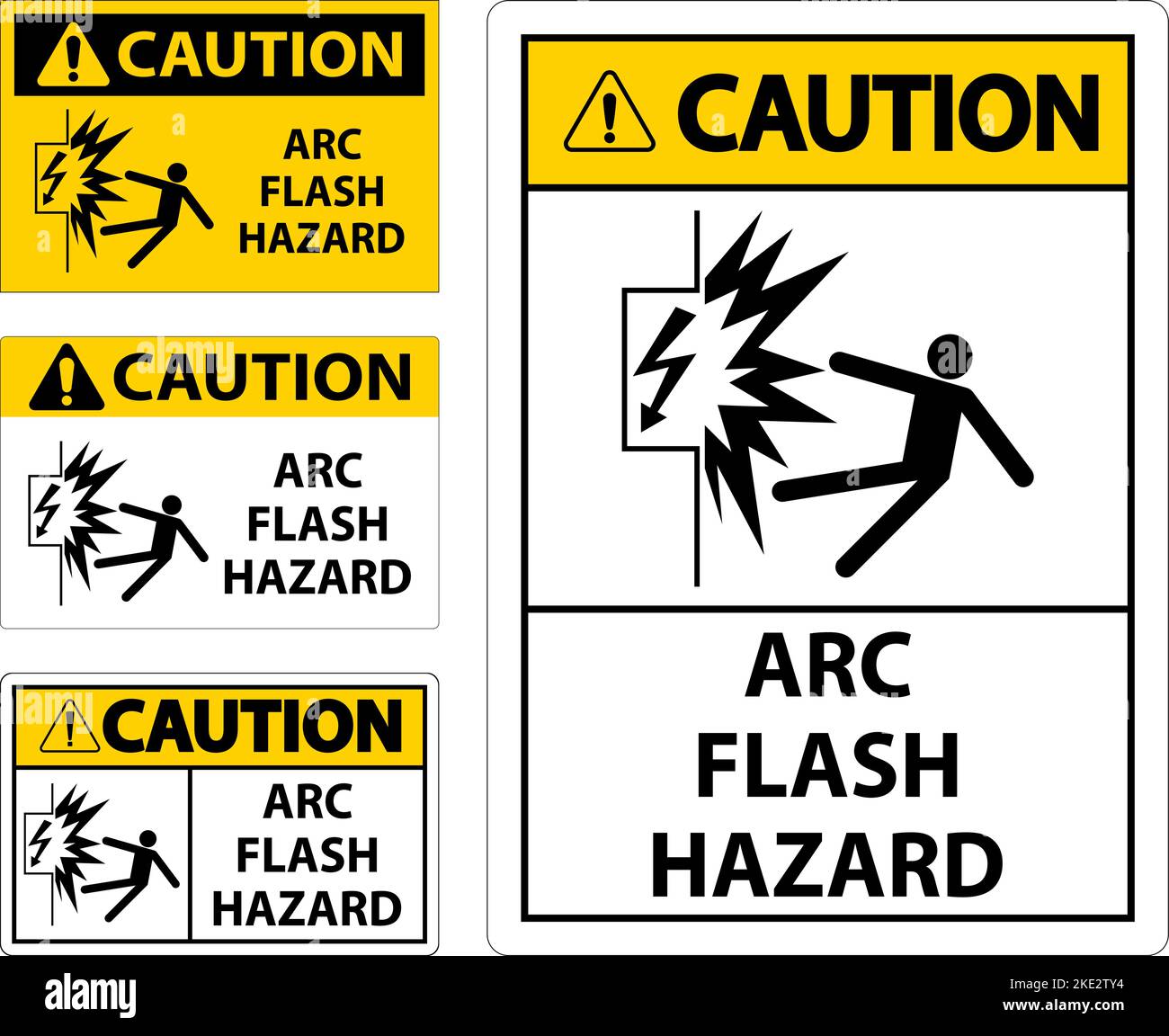 Caution Arc Flash Hazard Sign On White Background Stock Vector Image ...