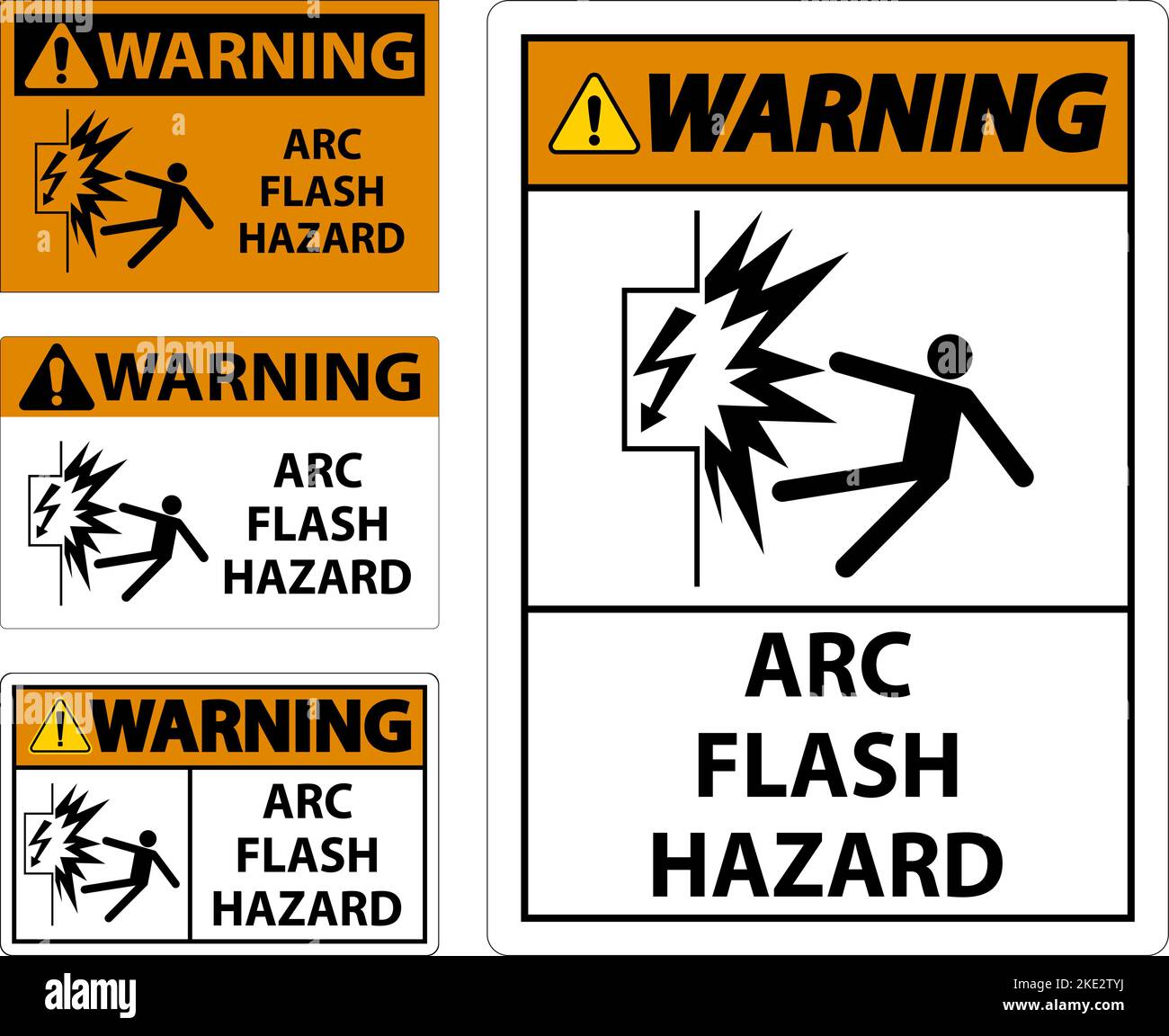 Warning Arc Flash Hazard Sign On White Background Stock Vector Image ...