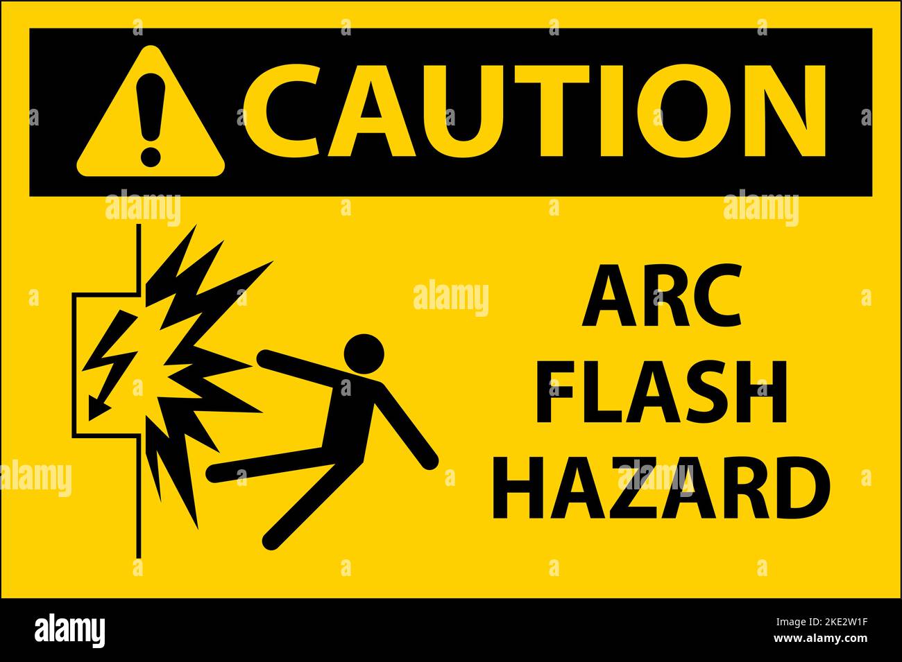 Caution Arc Flash Hazard Sign On White Background Stock Vector Image ...