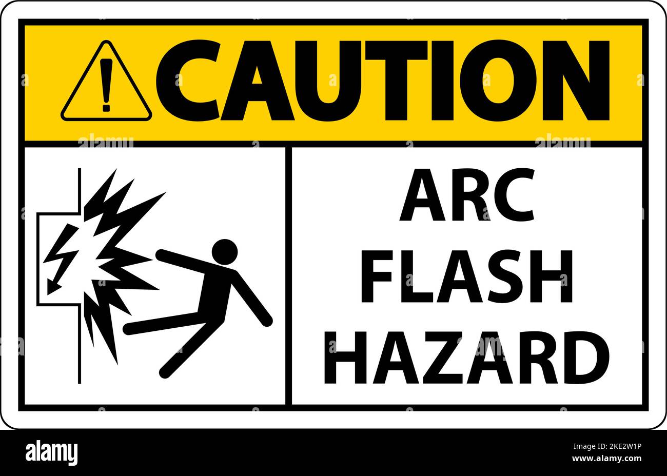 Caution Arc Flash Hazard Sign On White Background Stock Vector Image ...