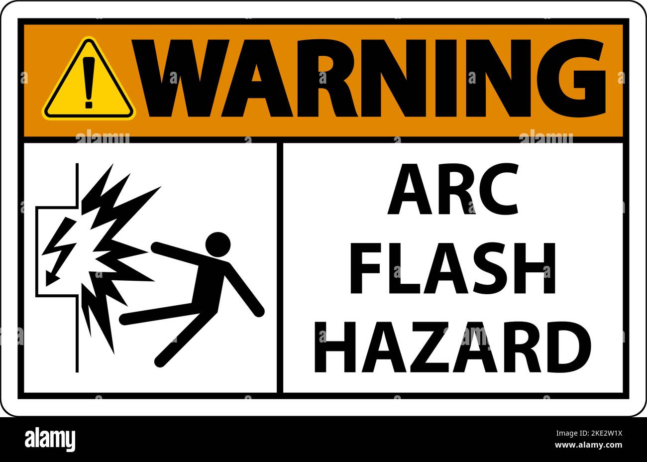 Warning Arc Flash Hazard Sign On White Background Stock Vector Image ...