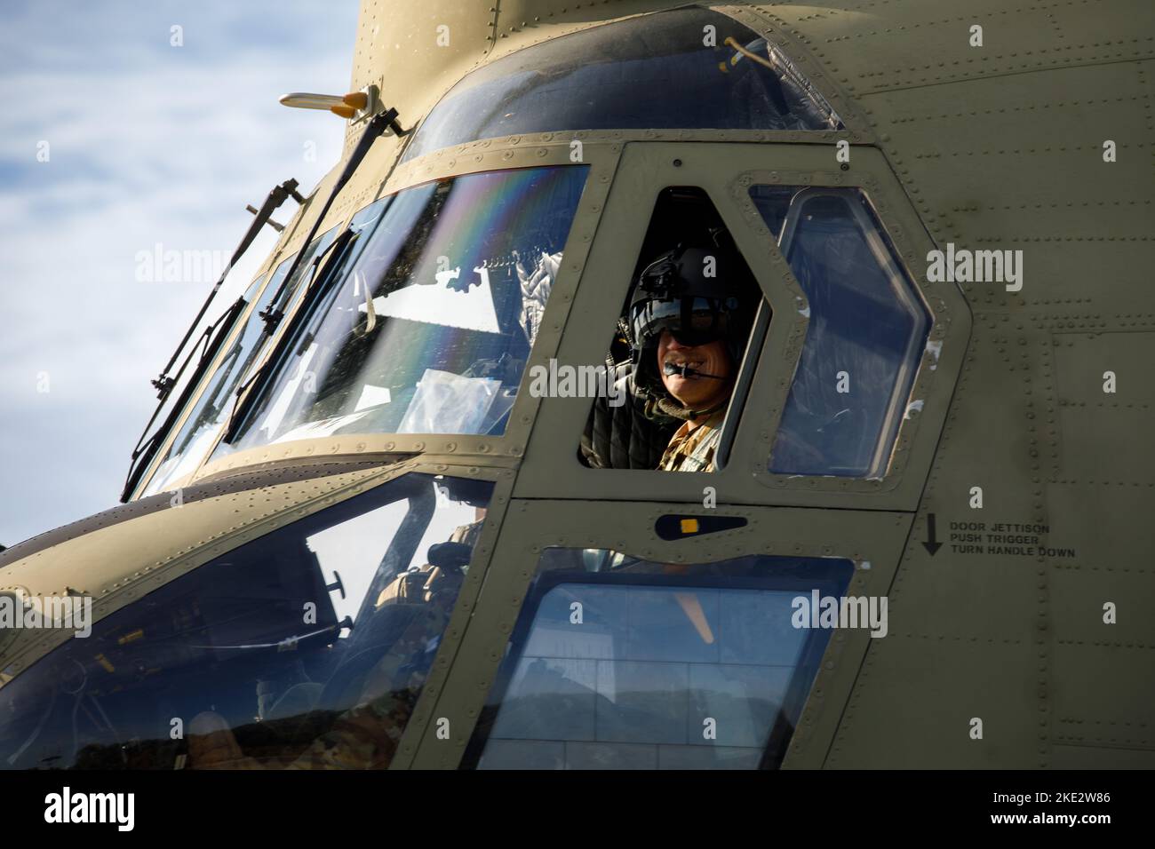 A U.S. Army CH-47F Chinook helicopter pilot from 1st Battalion, 214th ...