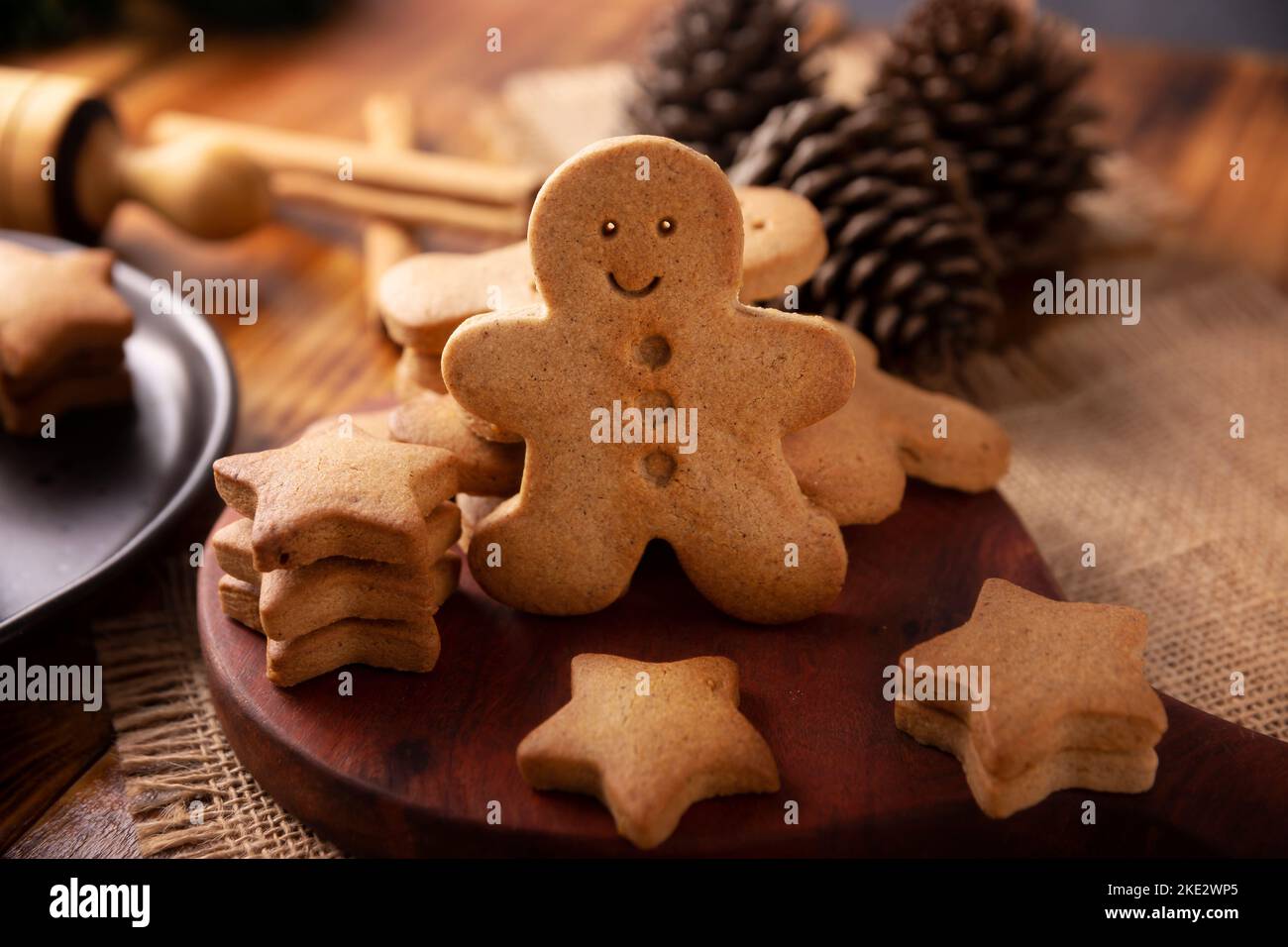 Homemade gingerbread man cookies, traditionally made at Christmas and ...