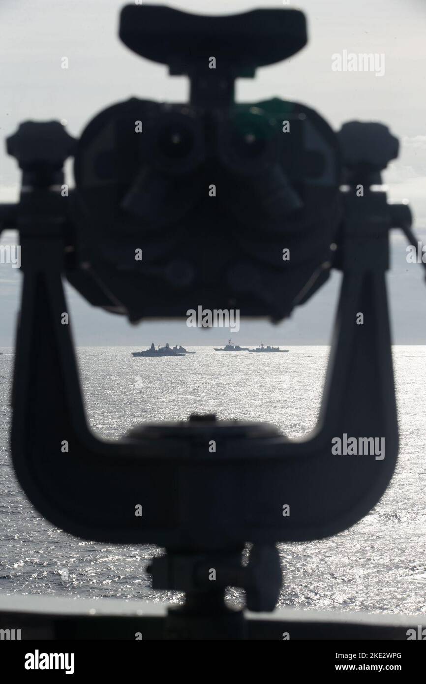 The German frigate FGS Hessen (F221), the Danish frigate HDMS Peter ...