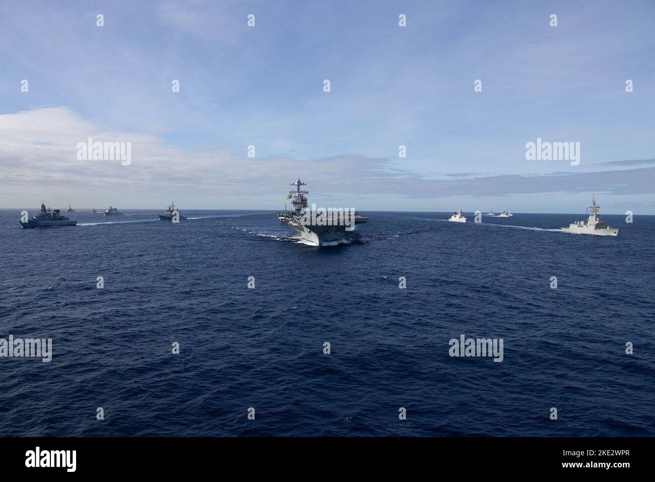 The first-in-class aircraft carrier USS Gerald R. Ford (CVN 78) steams ...