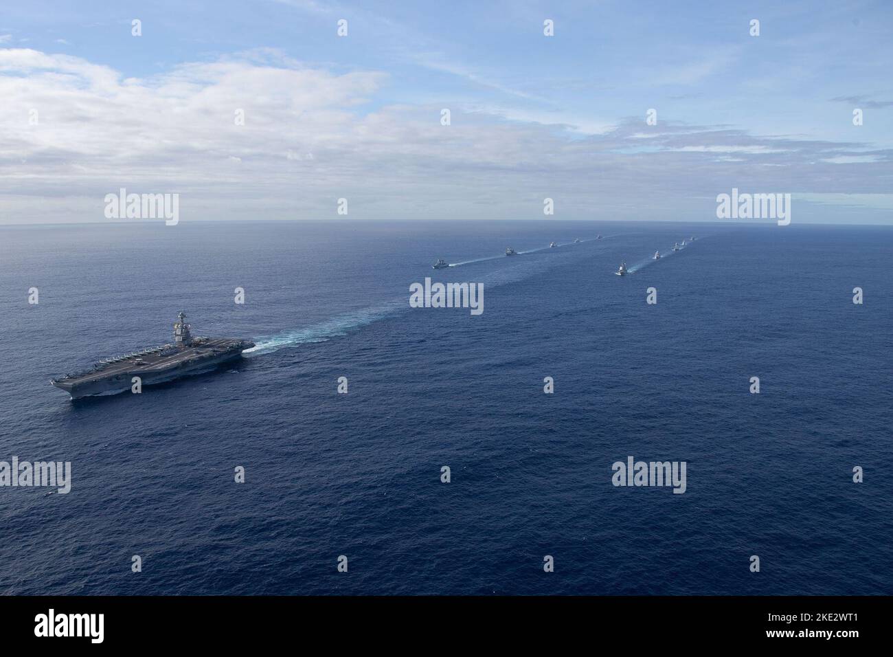 The first-in-class aircraft carrier USS Gerald R. Ford (CVN 78) steams ...