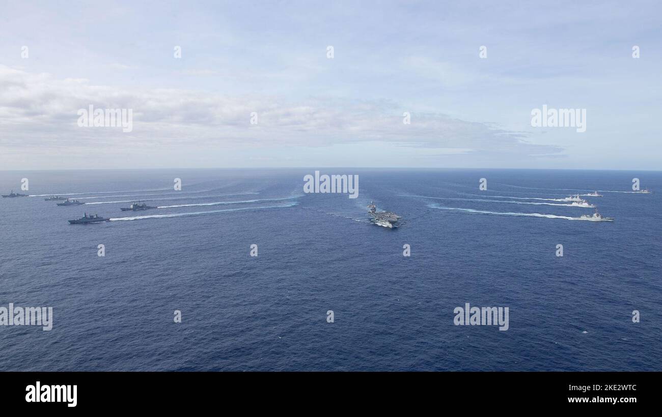 The first-in-class aircraft carrier USS Gerald R. Ford (CVN 78) steams ...