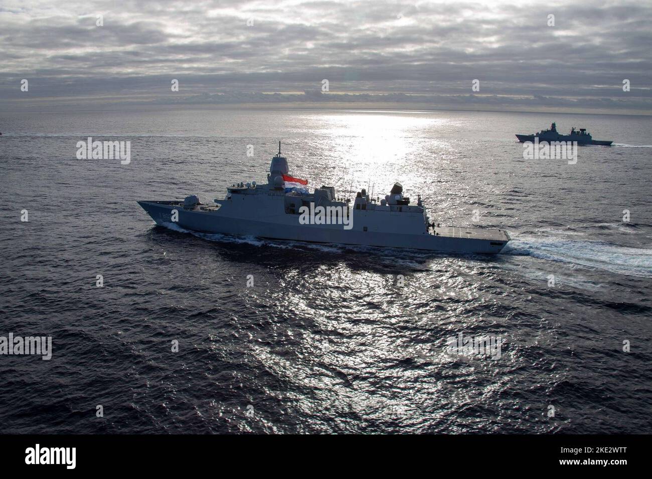 The Danish frigate HDMS Peter Willemoes (FFH 362) and the Dutch frigate ...