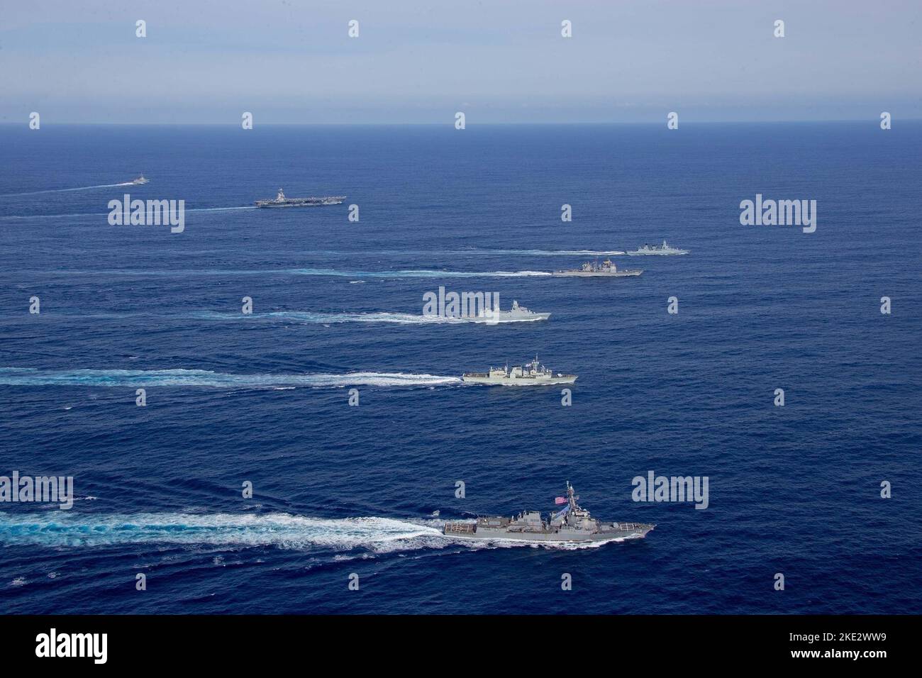 The first-in-class aircraft carrier USS Gerald R. Ford (CVN 78) steams ...