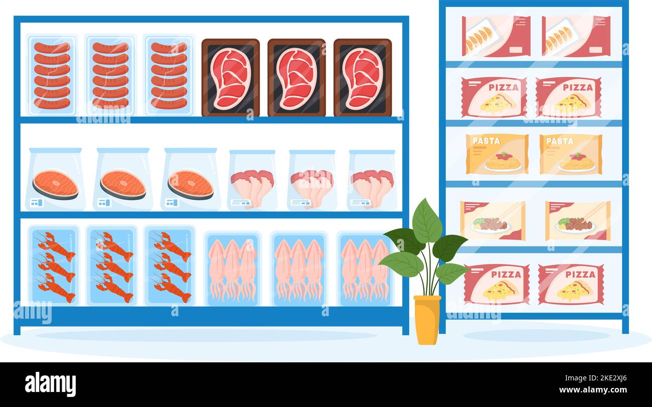 Frozen Food Store with Products Vacuumed using Foil and Pouch Packaging ...